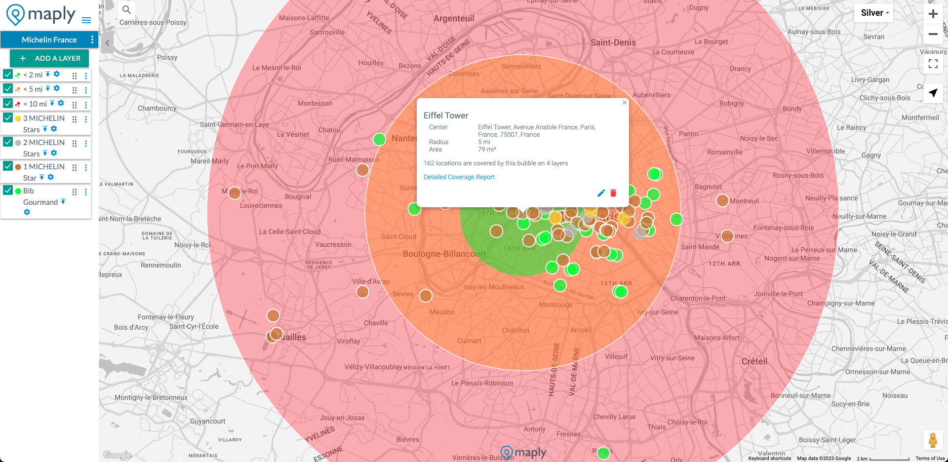 Radius Map (Bubble Map) - Mapping Tools and Features - Maply